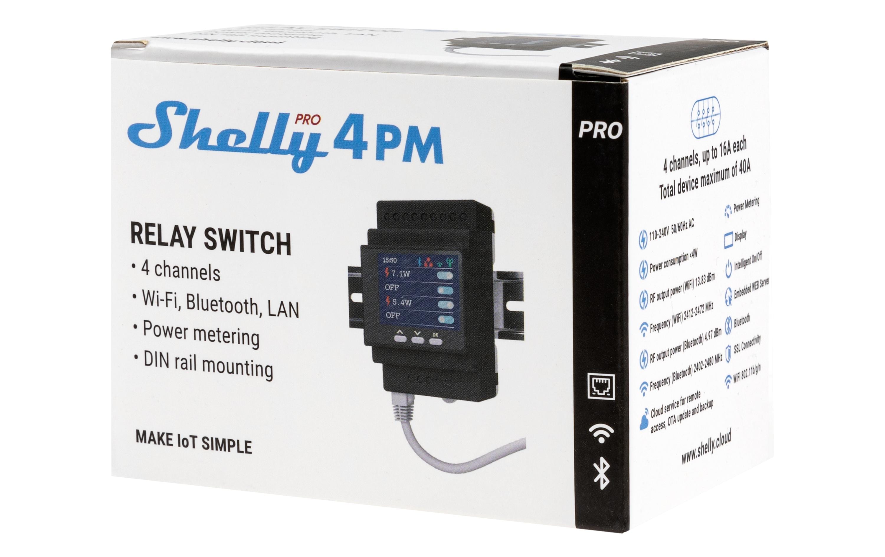 Shelly Pro 4PM LAN und WiFi-DIN-Rail Switch | 1266671